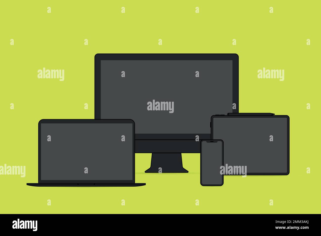 Digital device outline, black digital device vector illustration Stock ...