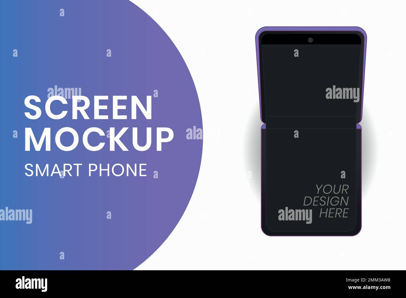 Foldable phone screen mockup, flip phone vector illustration Stock ...