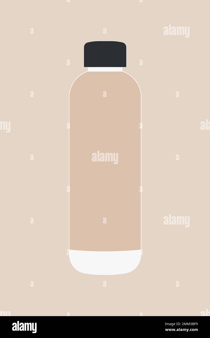 Beige water bottle flat design, zero waste container vector ...