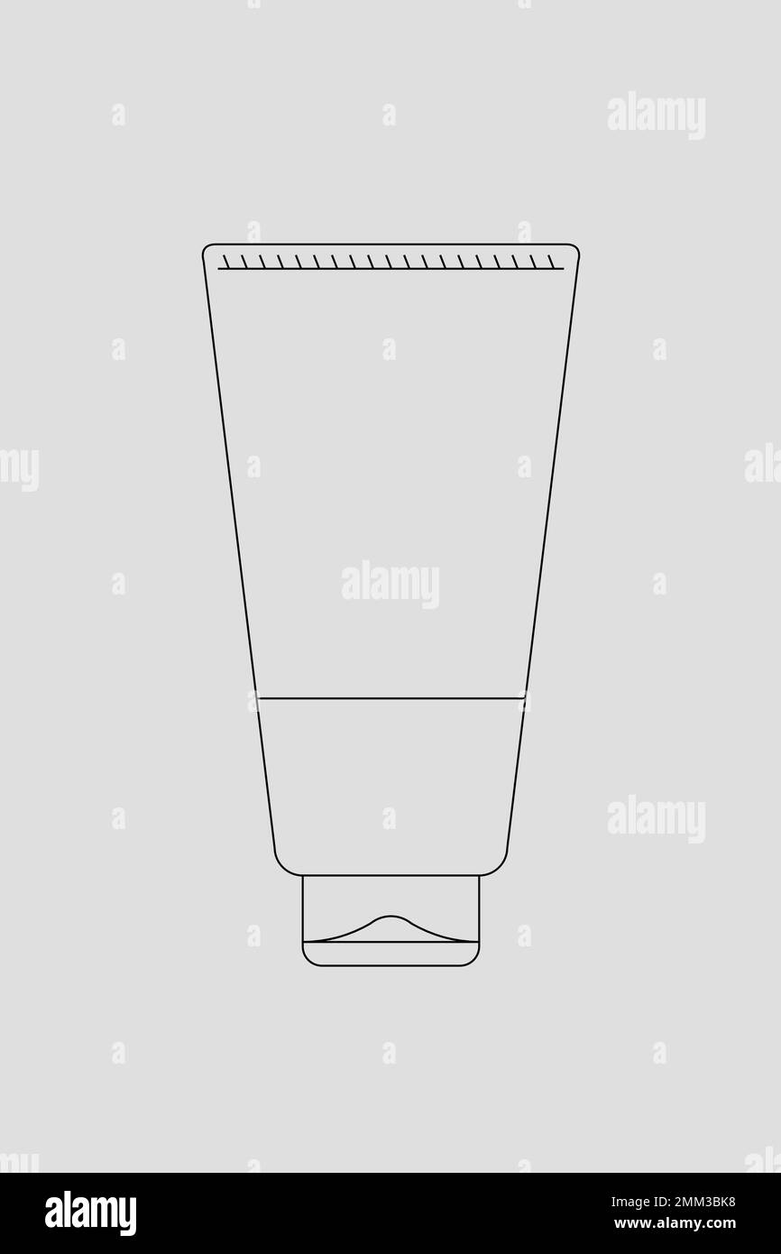 Skincare tube outline, beauty product packaging vector illustration ...