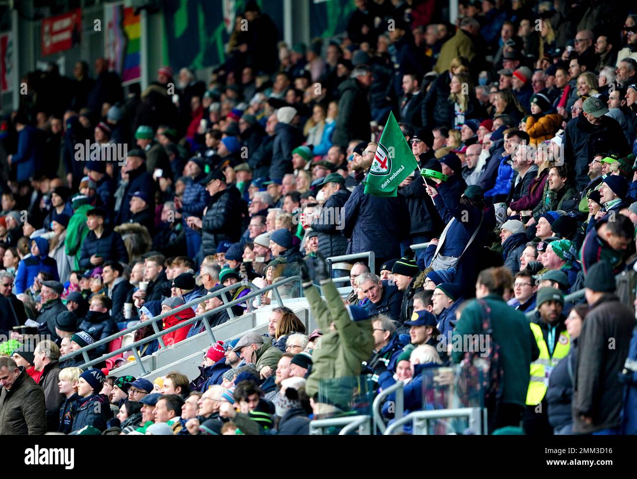 London Irish fans in the stands ahead of the Gallagher Premiership ...