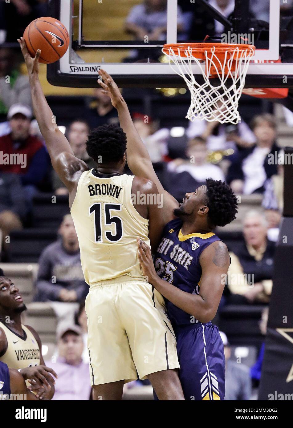 Vanderbilt forward Clevon Brown (15) shoots against Kent State forward ...