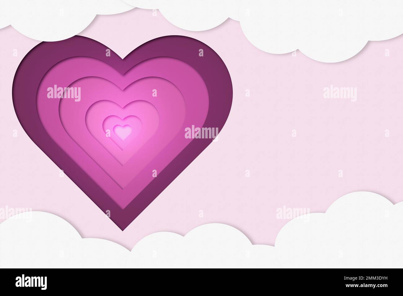 Pink and purple heart in paper texture style with copy space for ...