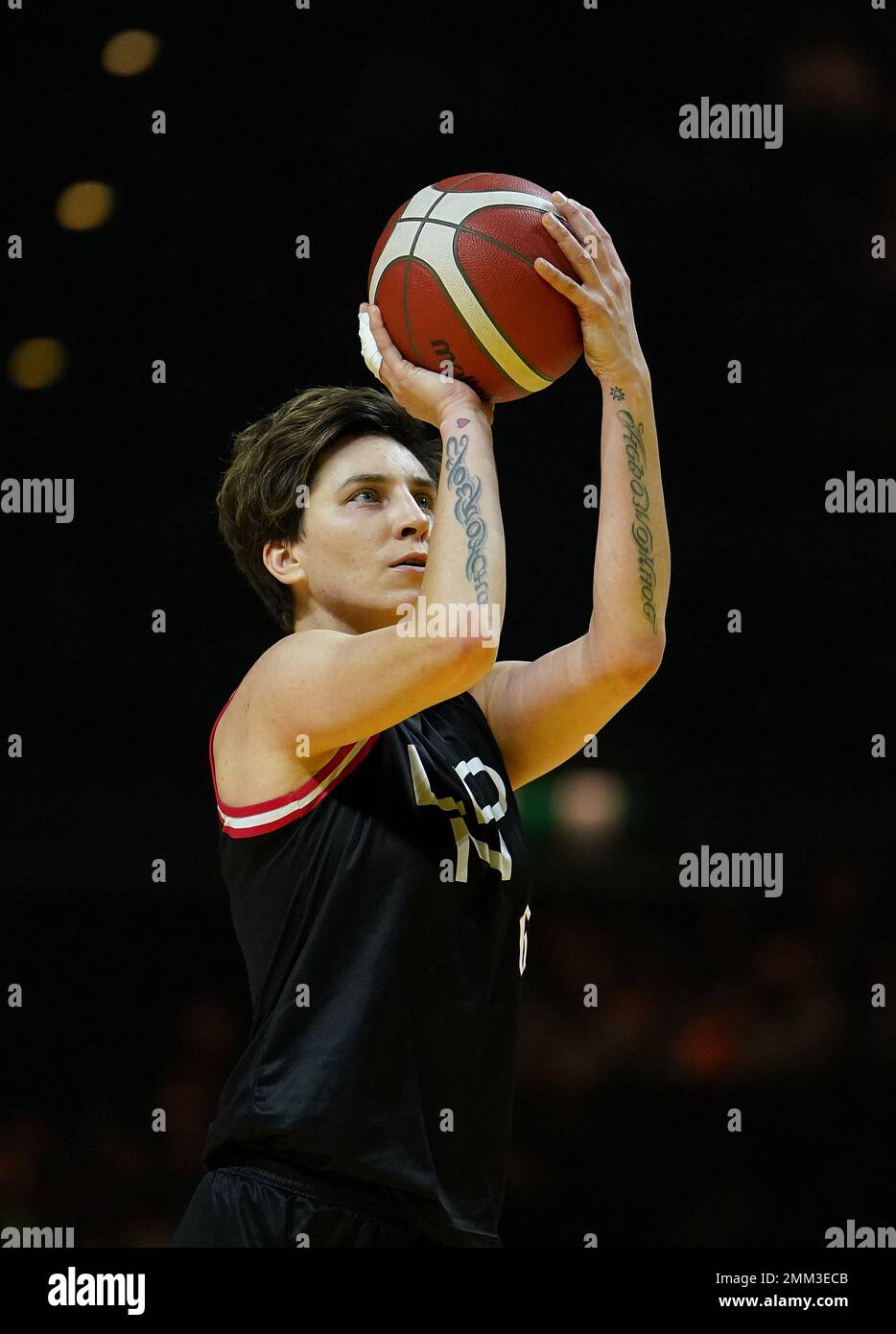 London Lions' Katsiaryna Snytsina shoots during the game against ...