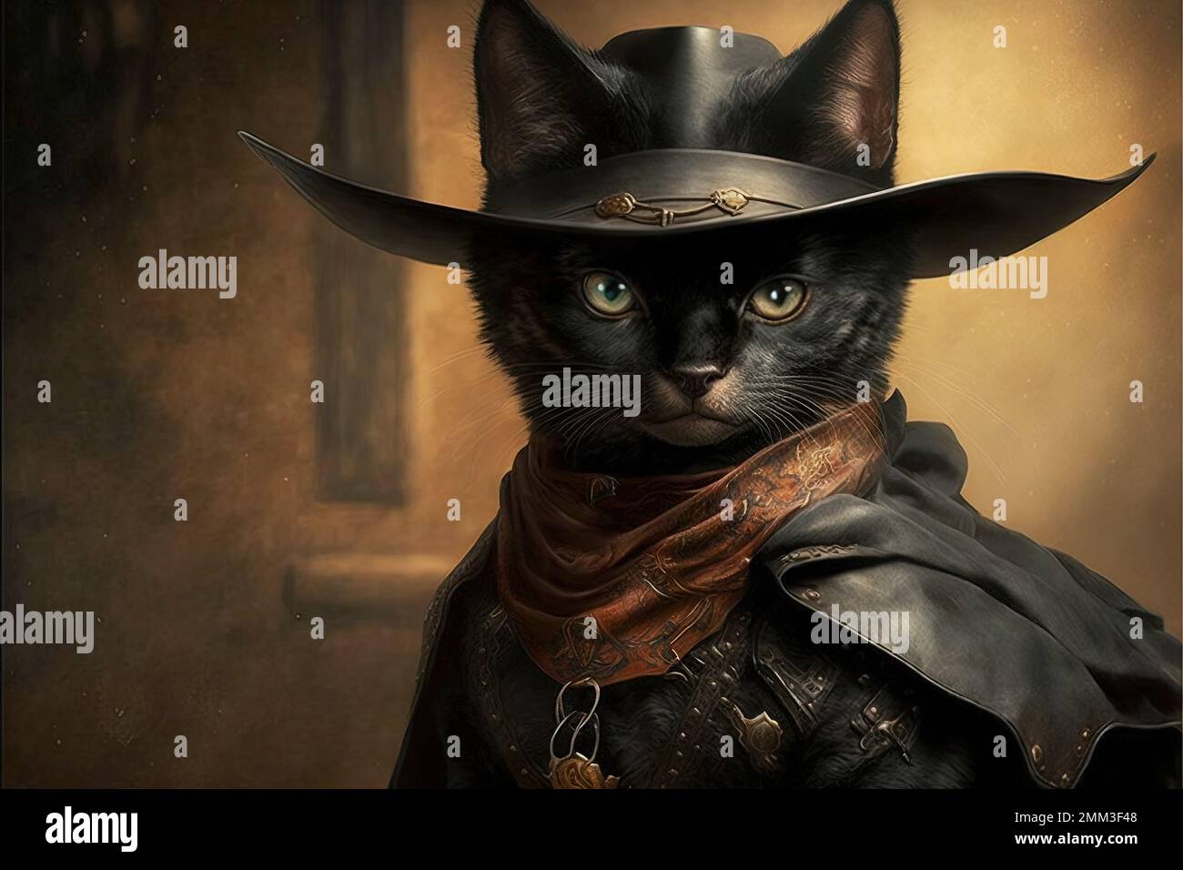 A Cat as zorro charachter illustration generative ai Stock Photo - Alamy