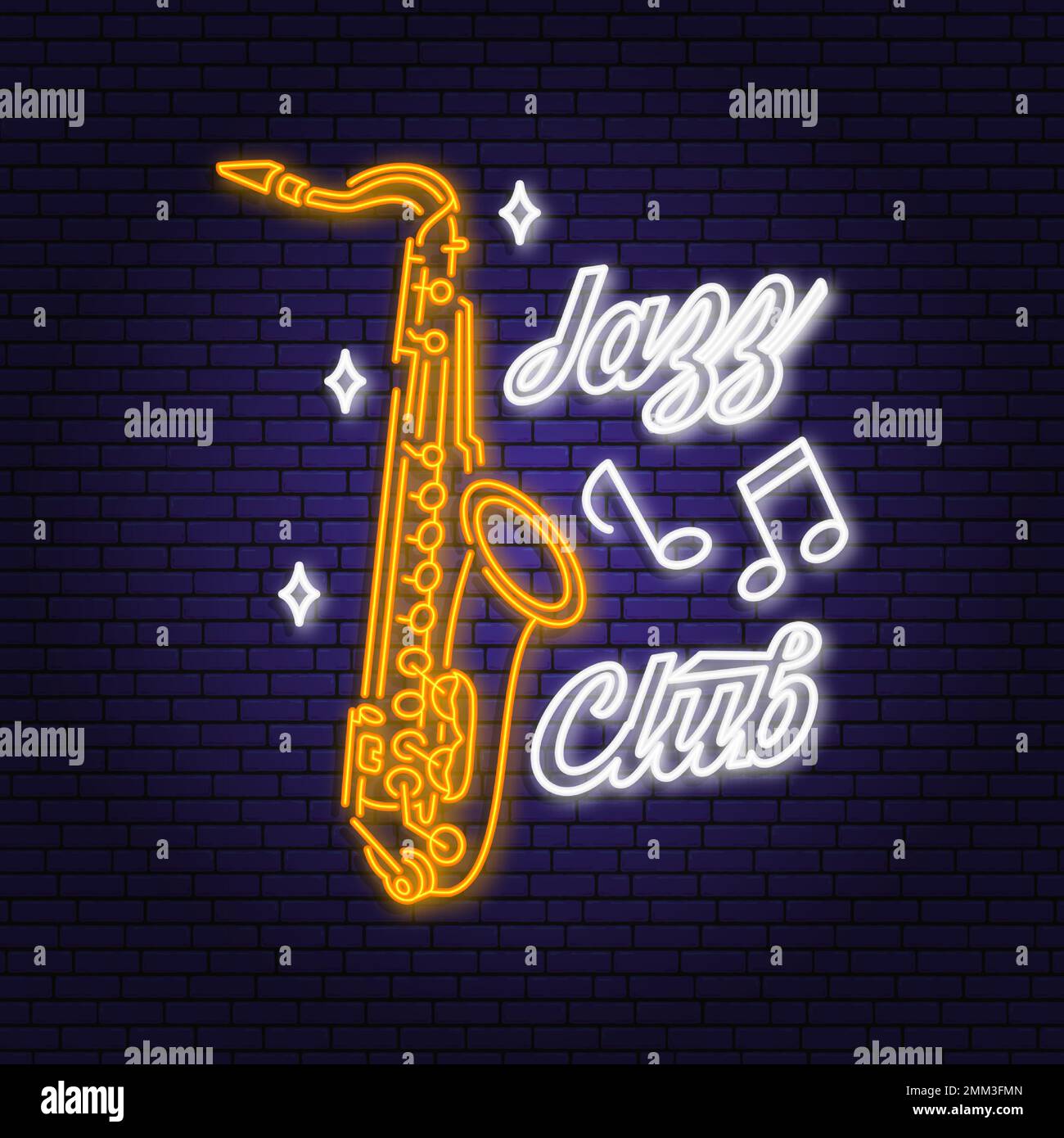 Jazz club neon poster, banner. Neon sign, emblem, bright signboard ...