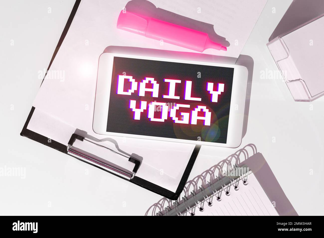 Sign displaying Daily Yoga. Business concept series of Yoga workouts to ...