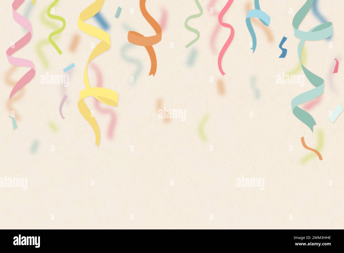 Cream celebration background, colorful ribbons border vector Stock ...