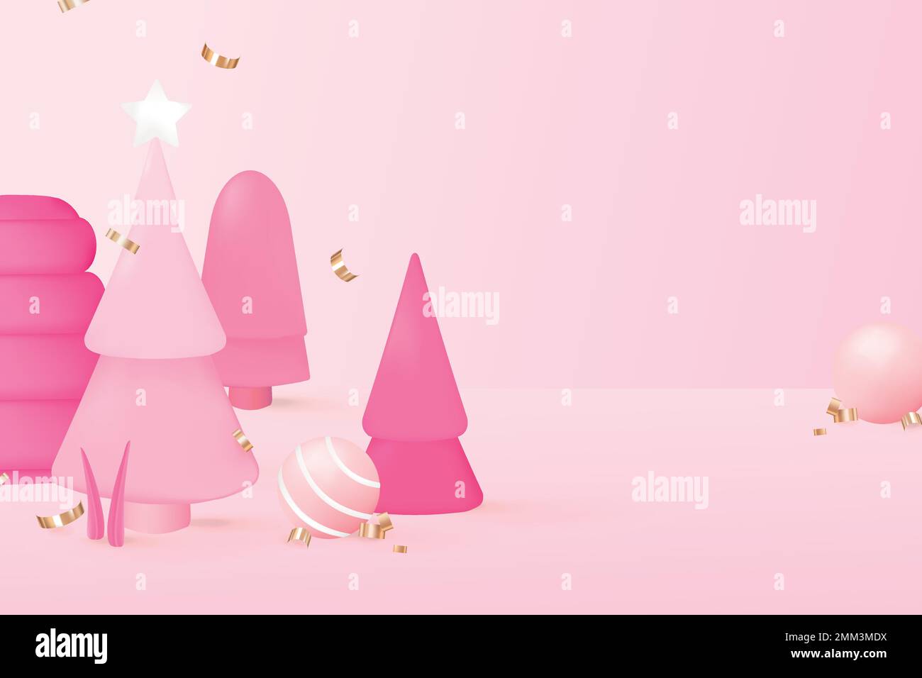 Pink 3D Christmas background, festive design vector Stock Vector Image ...