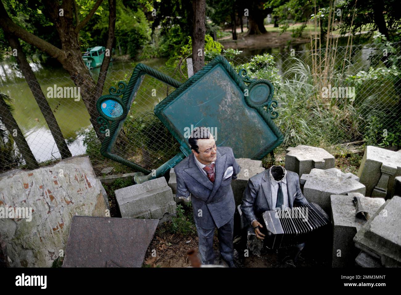 In this Nov. 6, 2018 photo, the statues of tango singer Alberto ...