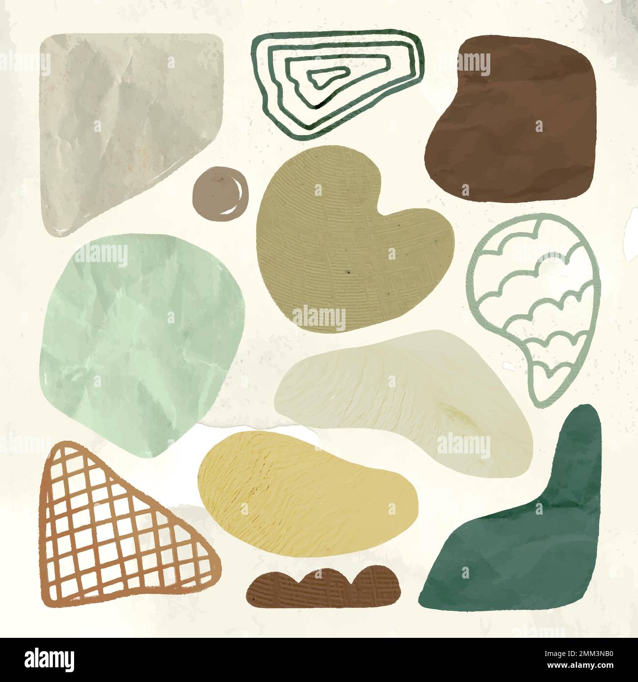 Cute shape sticker, earthy texture in doodle design vector collection ...
