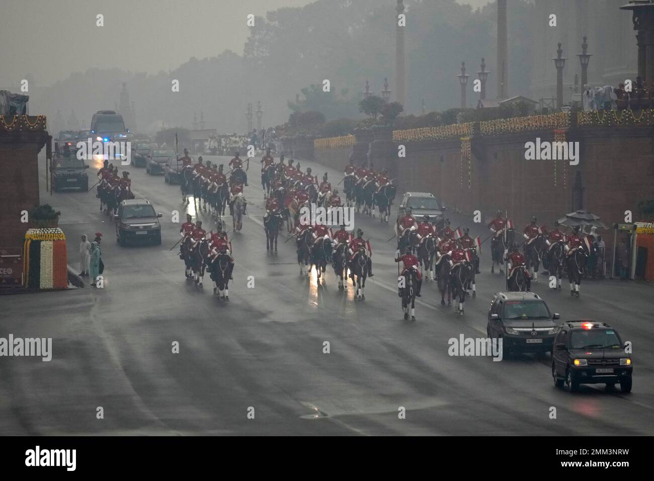 Indian president motorcade arrives for the Beating Retreat ceremony ...