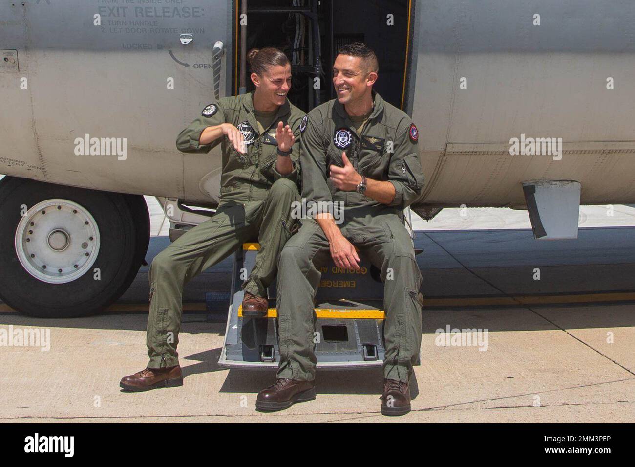 U.S. Marine Corps Lt. Col. Courtney “Britney” O’Brien, left, commanding officer of Marine Aerial ...