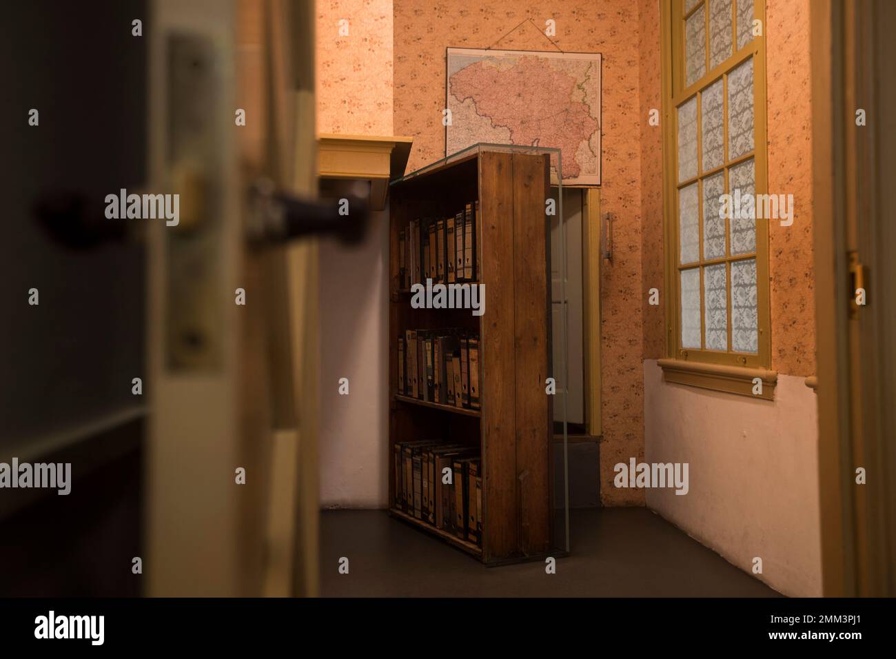 The passage to the secret annex is seen at the renovated Anne Frank ...