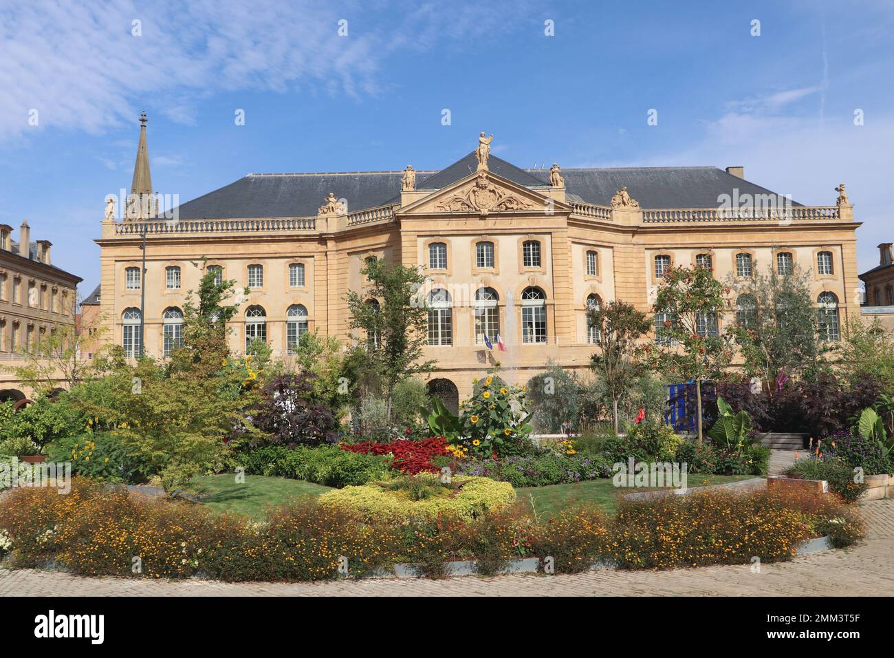 historic opera and theater building with garden in french city Metz ...
