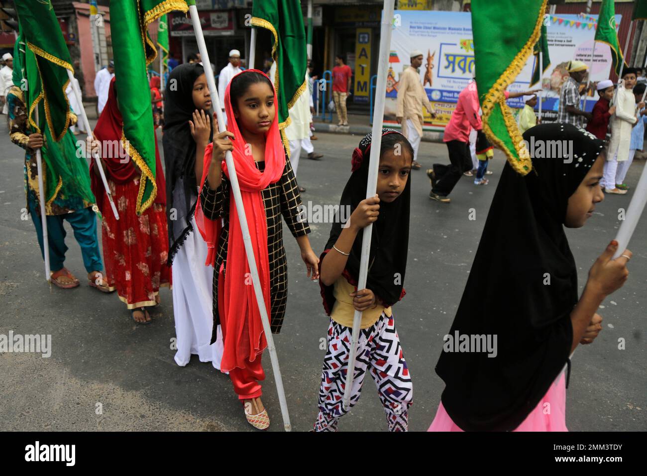 Indian Muslims join a religious procession to mark the birth ...