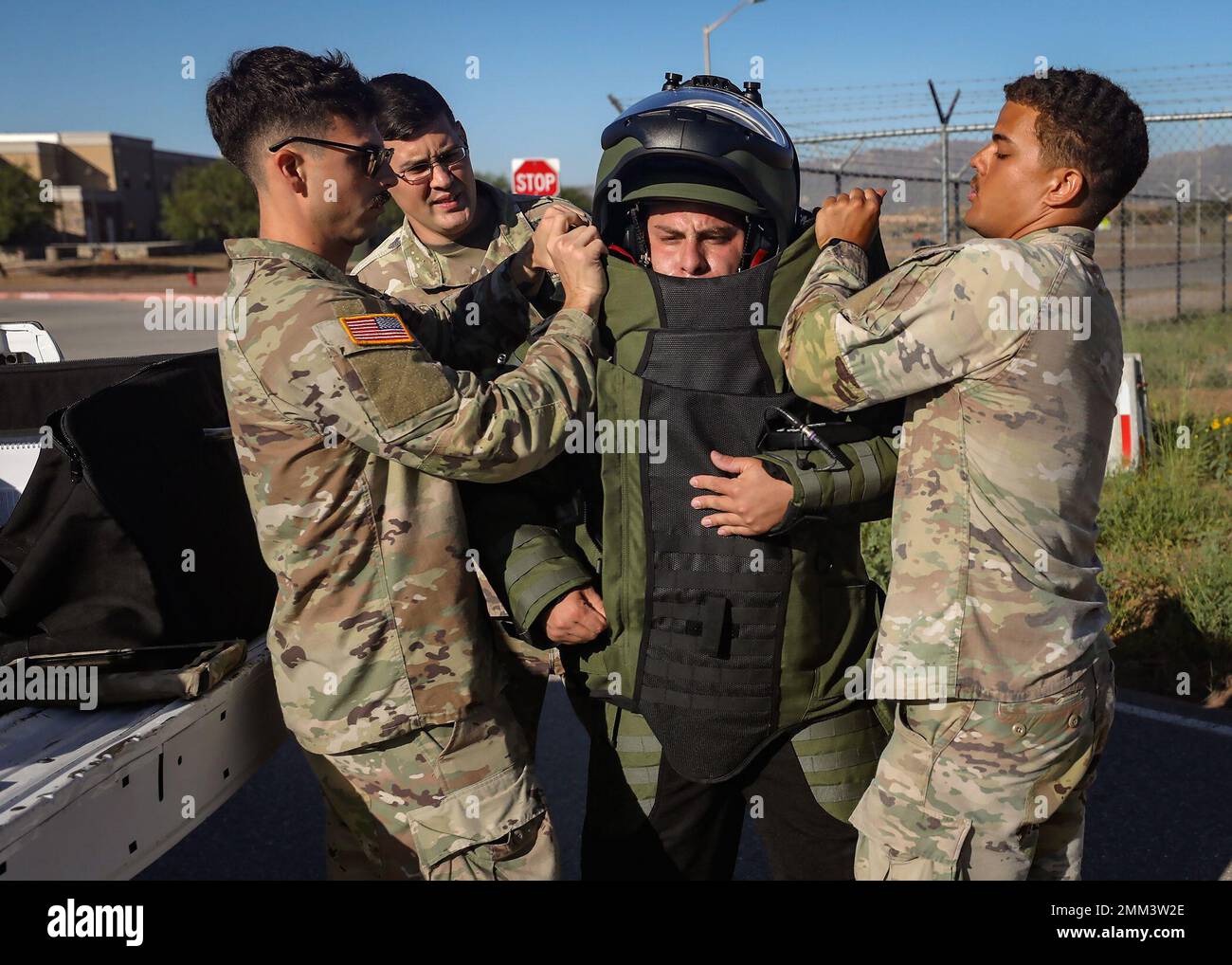 “Matador” Soldiers from the 741st Ordnance Company (EOD) prepare a teammate during a training ...