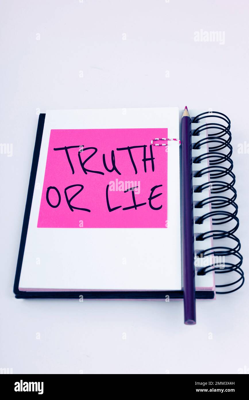 Hand writing sign Truth Or Lie. Word Written on Decision between being ...