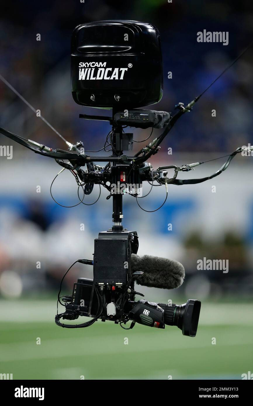 The Skycam "Wildcat", the robotic camera, suspended from a cable-driven ...
