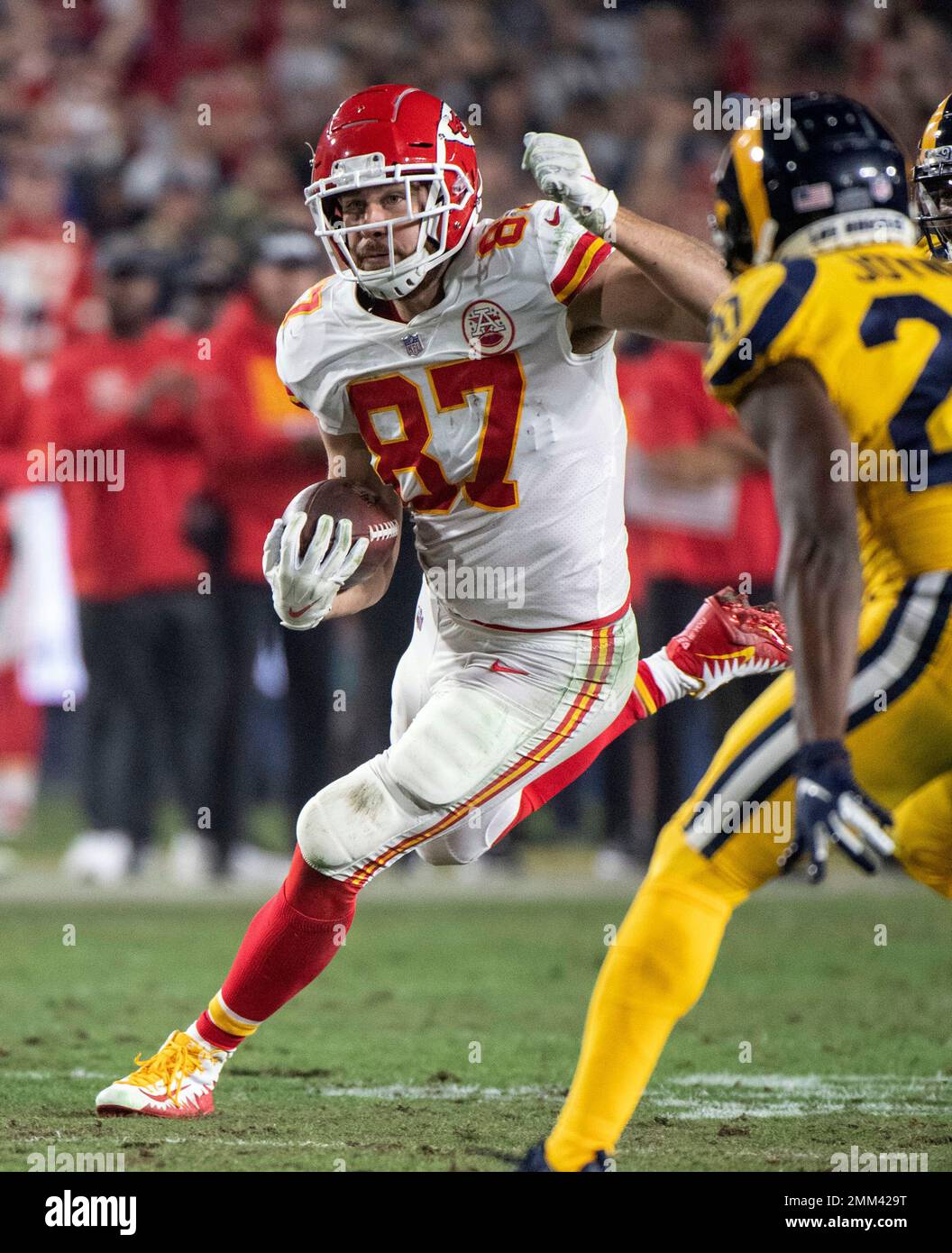 Kansas City Chiefs tight end Travis Kelce during an NFL football game ...