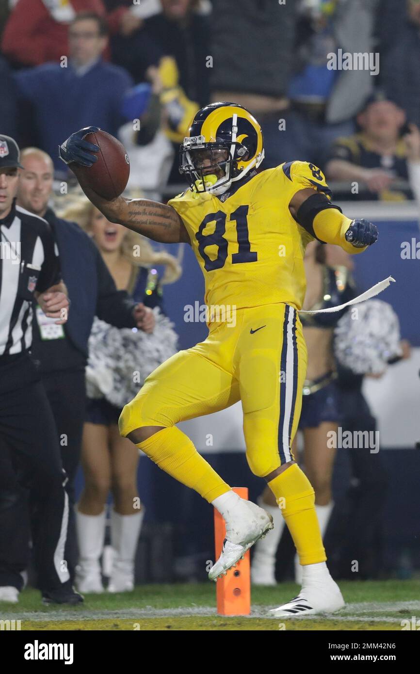 Los Angeles Rams tight end Gerald Everett scores a touchdown during the ...
