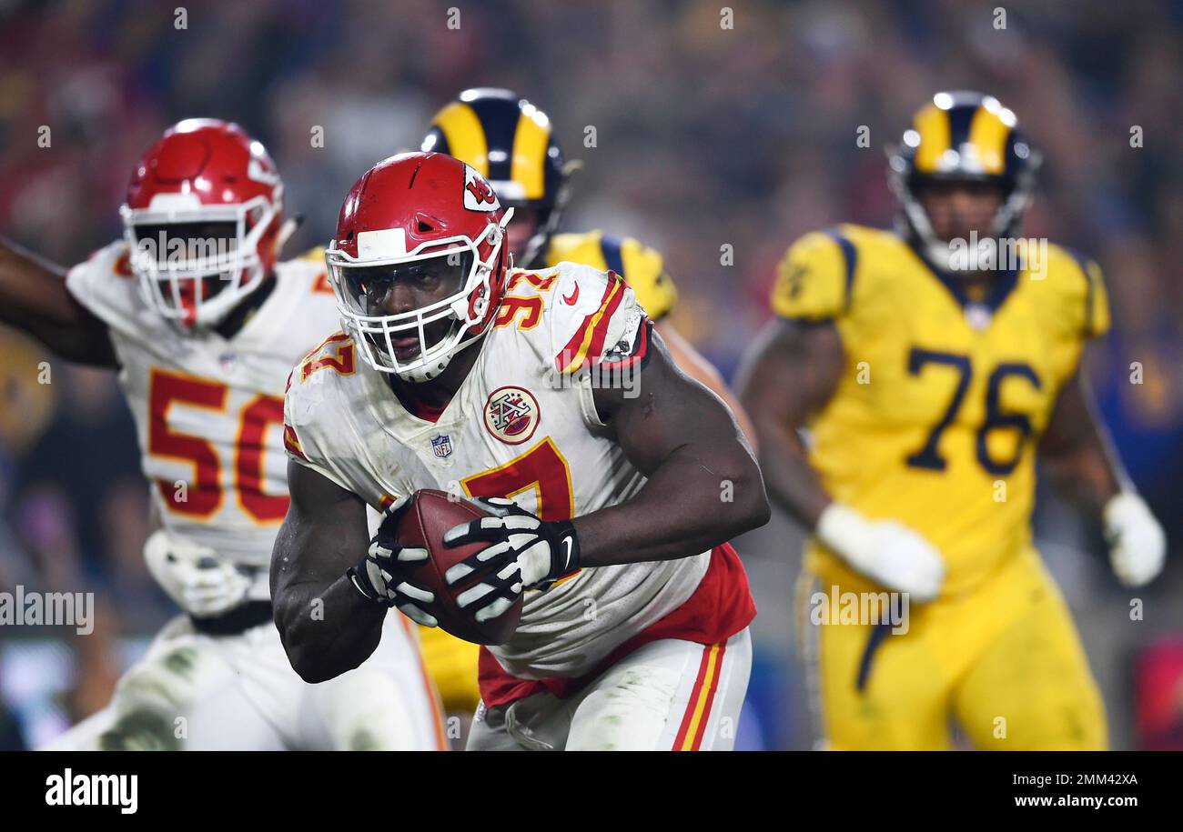 Kansas City Chiefs defensive end Allen Bailey scores a touchdown after ...