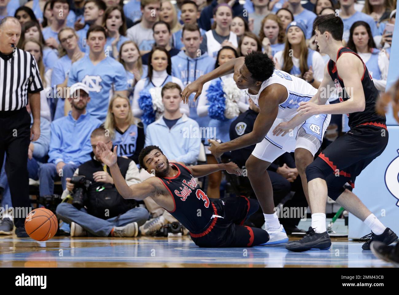 St. Francis guard Jamaal King (3) and North Carolina forward Sterling ...