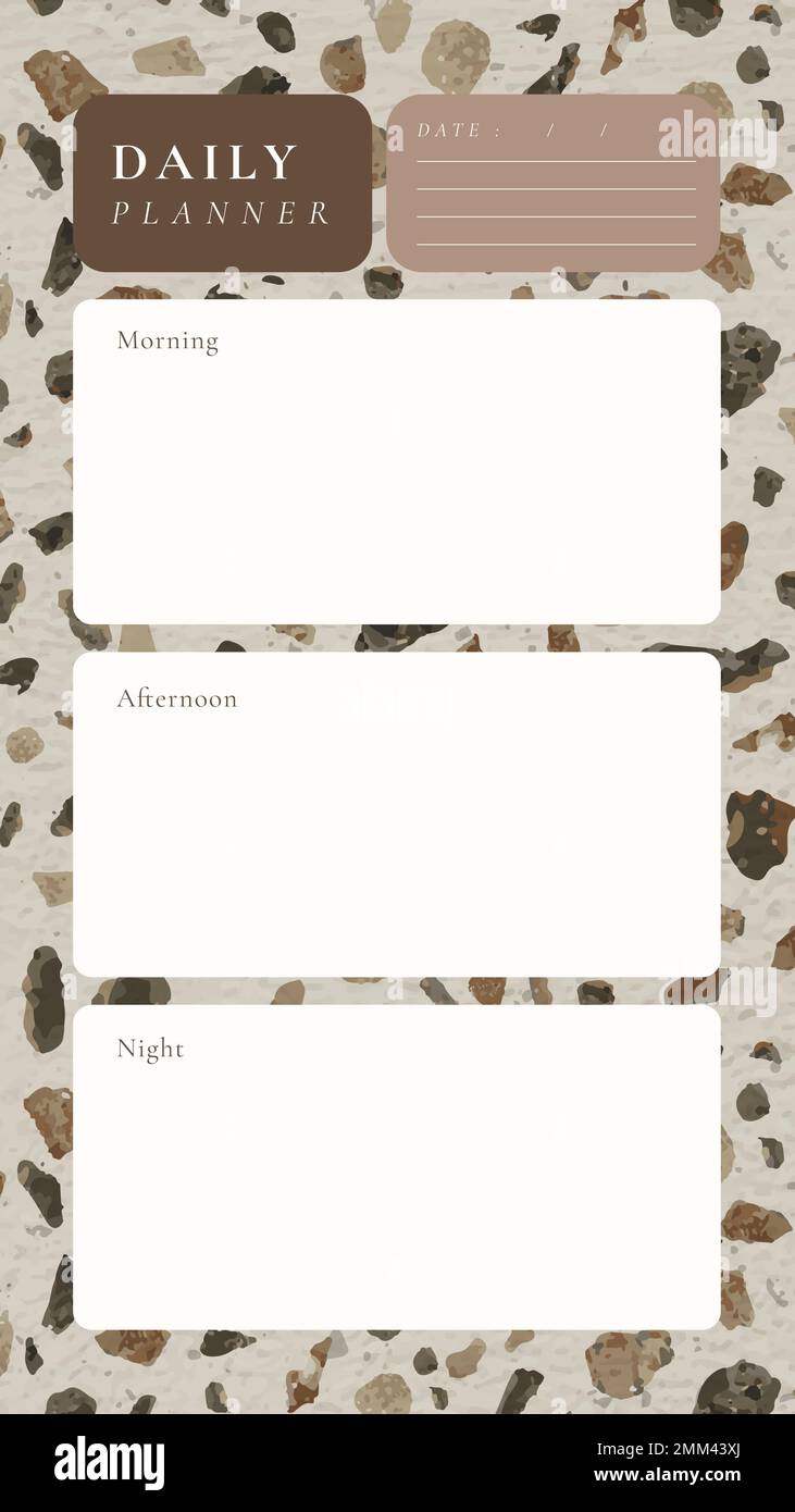 Daily planner template, terrazzo background, aesthetic social media ...