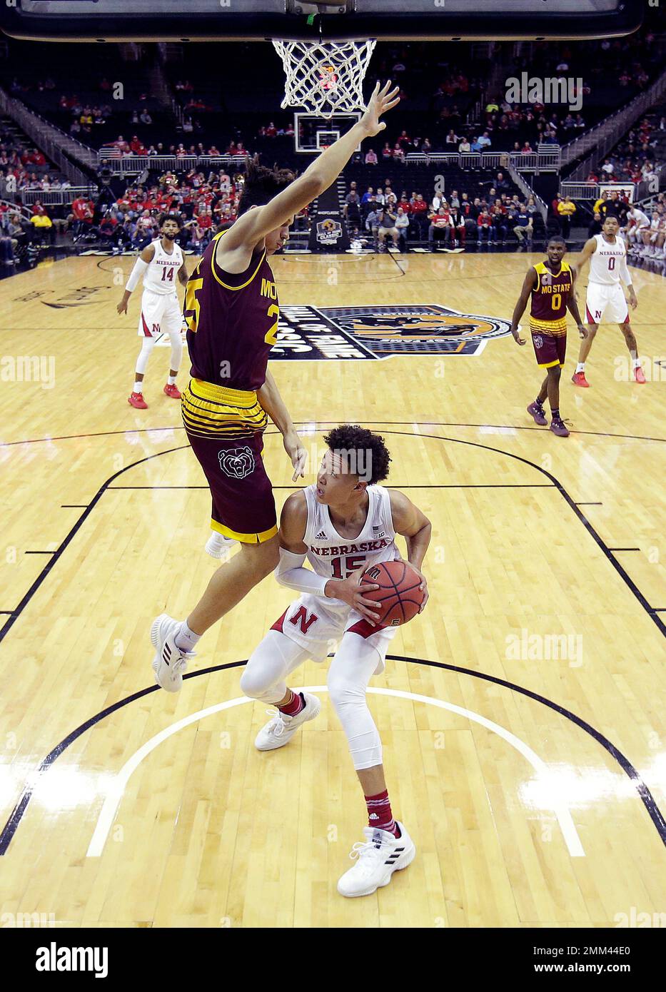 Nebraska's Isaiah Roby (15) looks to pass the ball under pressure from ...