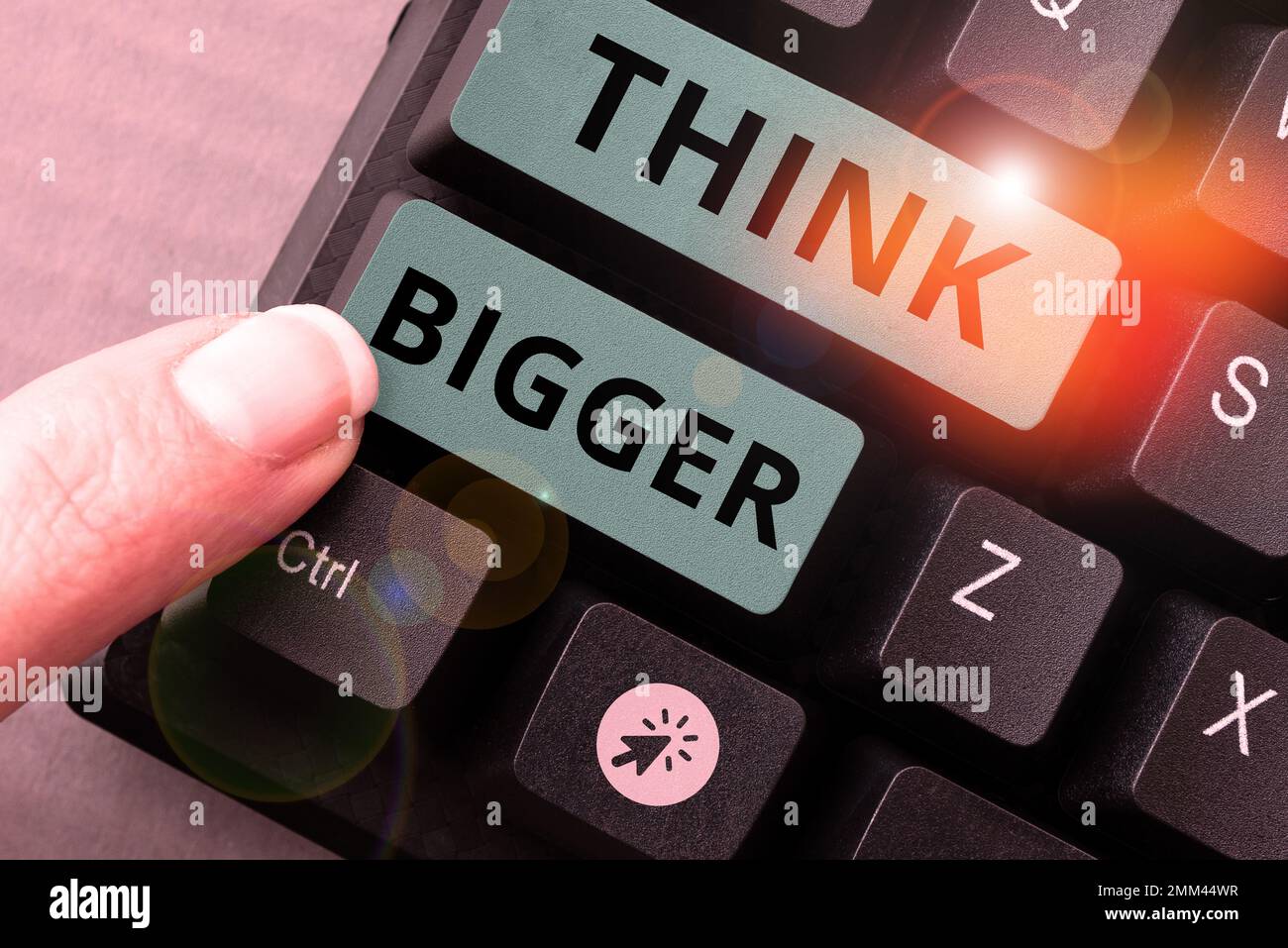 Text showing inspiration Think Bigger. Word for being able to dream and ...