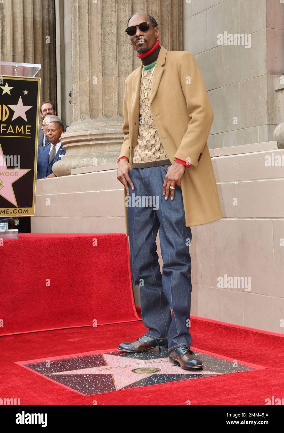 Rapper Snoop Dogg poses atop his new star on the Hollywood Walk of Fame ...