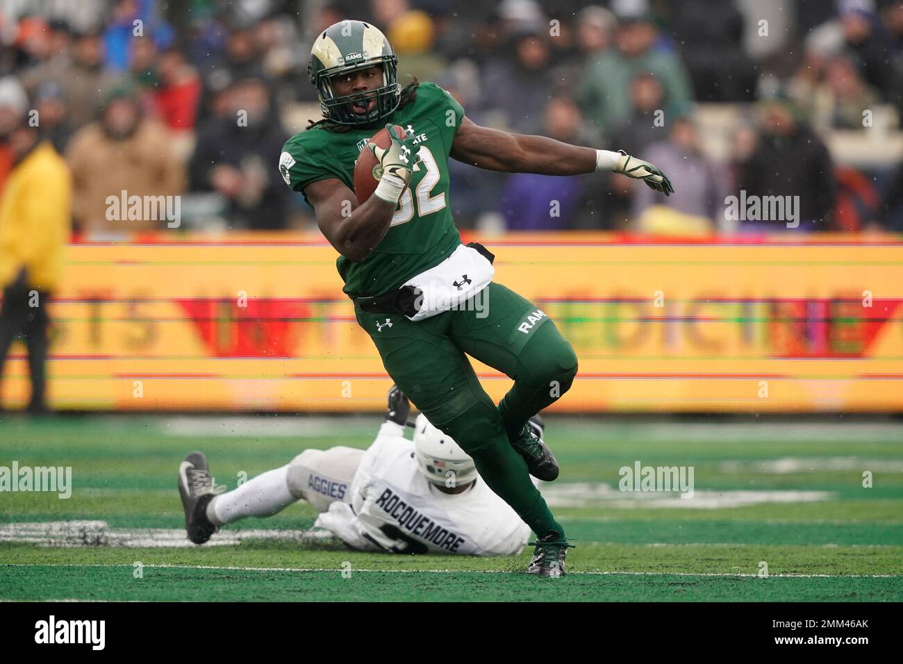 Colorado State running back Marcus McElroy (32) runs during an NCAA ...