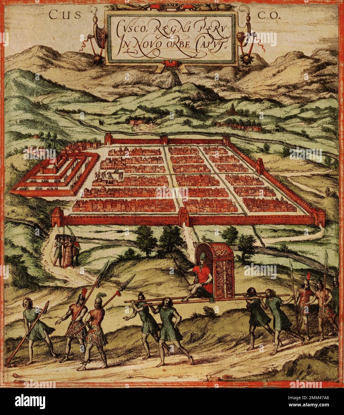 City viiew of Cusco, the capital of Peru. Published in first Latin ...