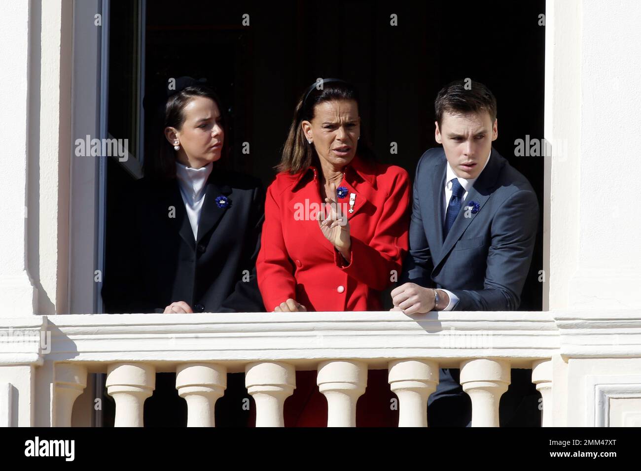 Princess Stephanie of Monaco, center, her son Louis Ducruet, right, and ...