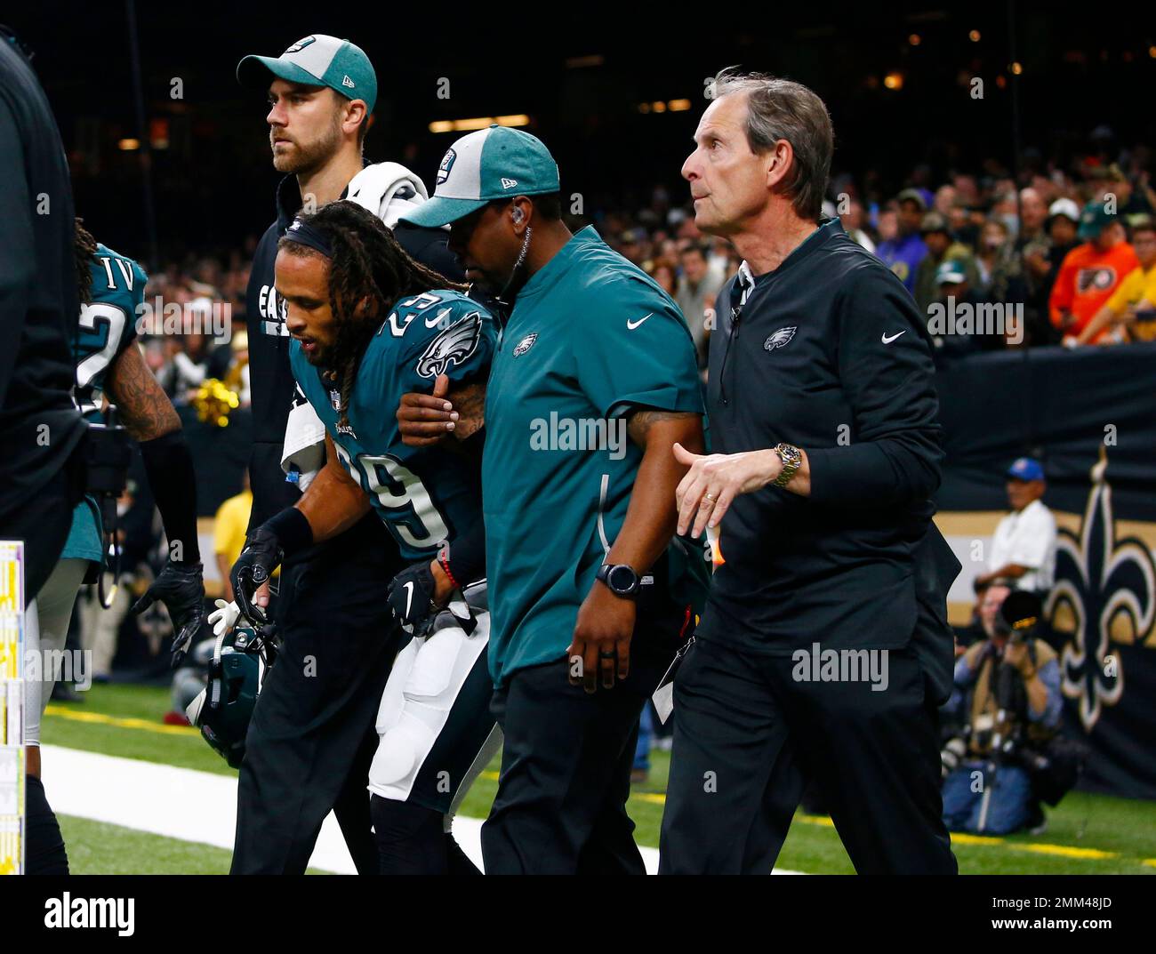 Philadelphia Eagles free safety Avonte Maddox (29) is helped off the ...