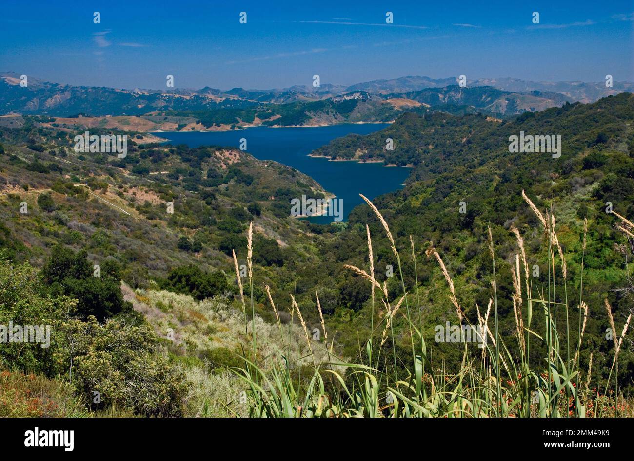 Lake Casitas seen from Laguna Ridge in Santa Ynez Mountains, near ...