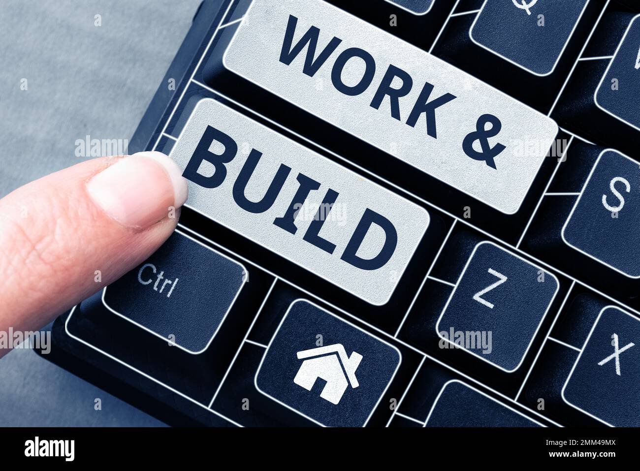 Sign displaying Work Build. Business concept Do hard job to continue ...