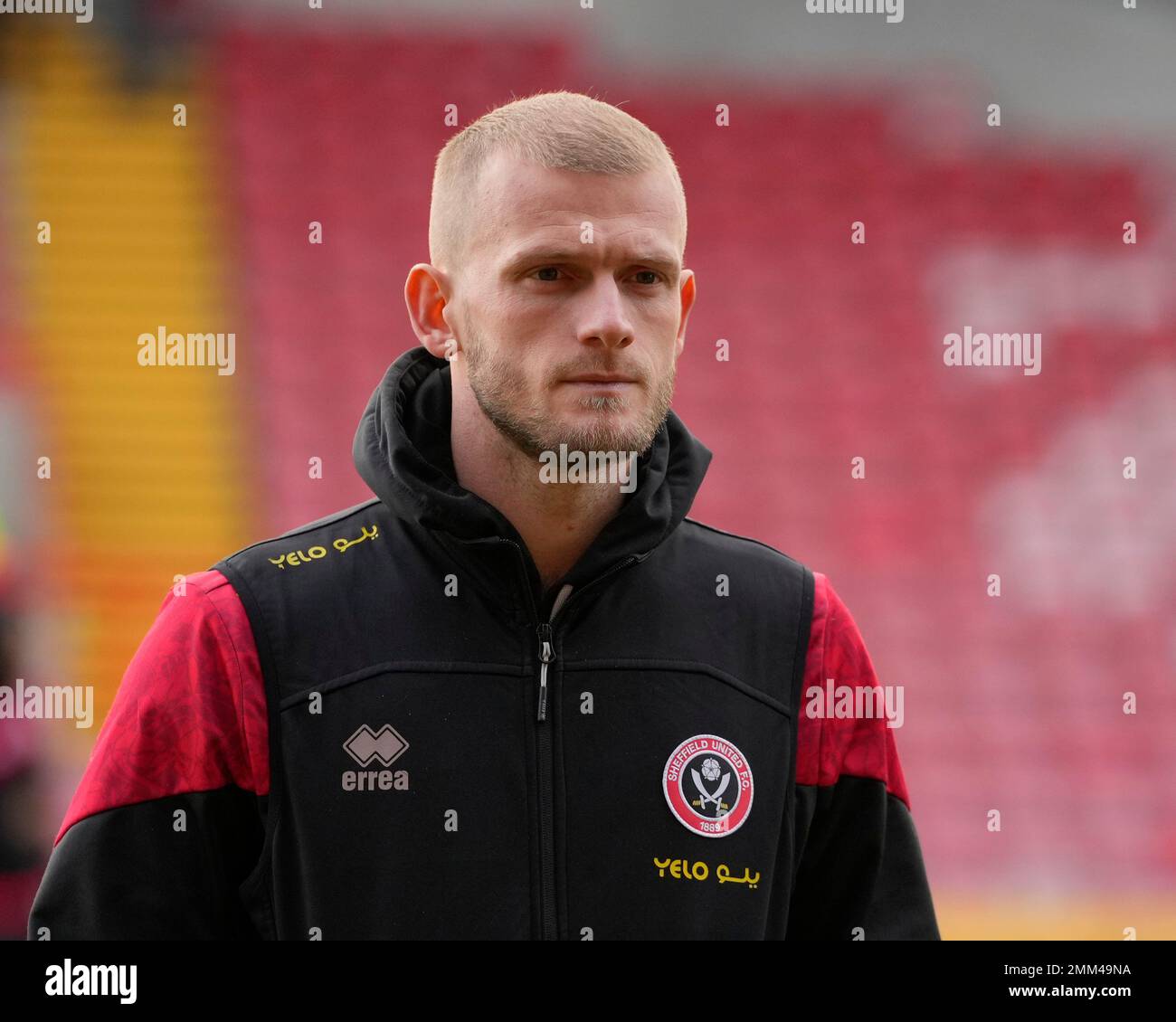 Adam Davies #1 of Sheffield United inspects the pitch before the ...