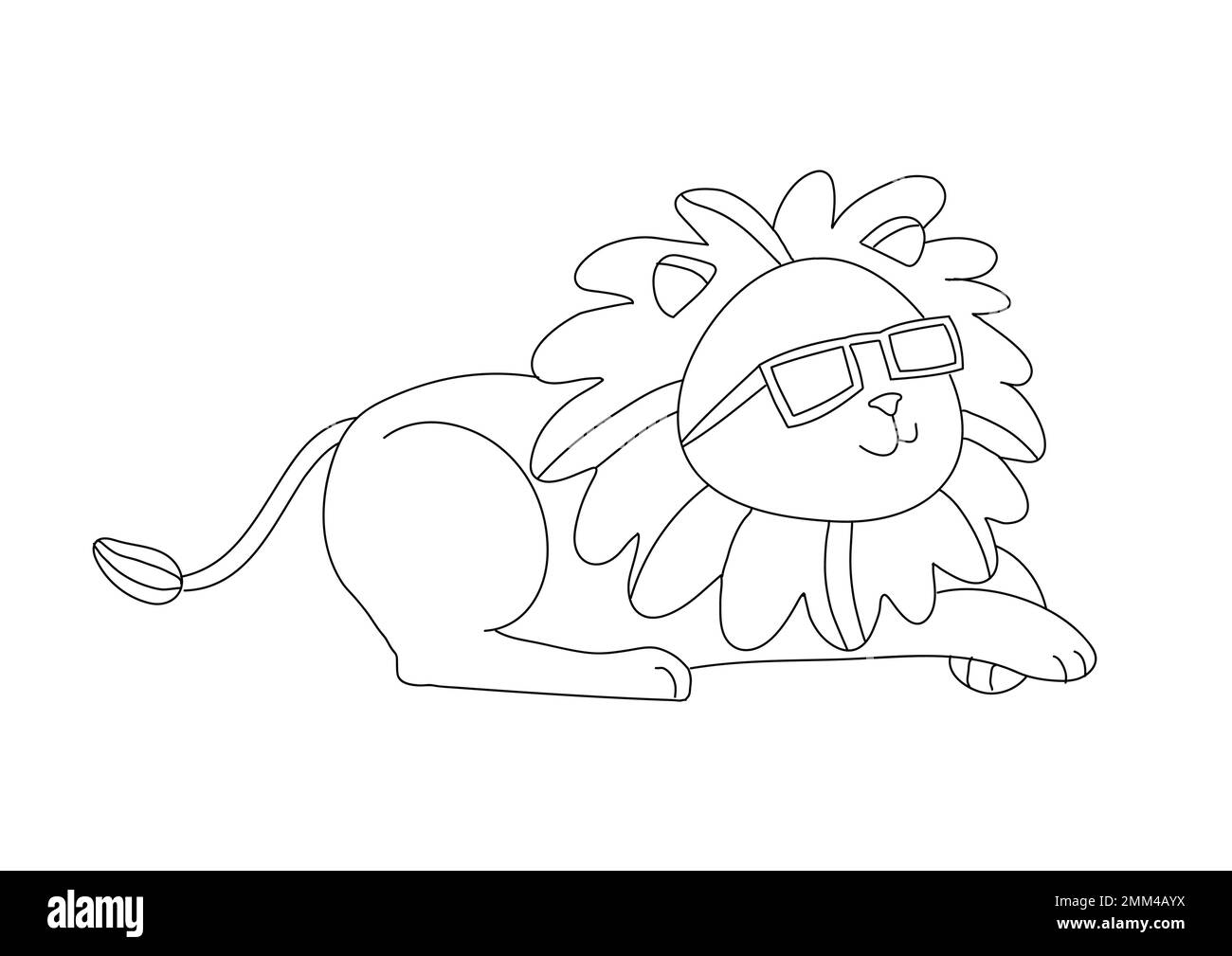 Lion kids coloring page vector, blank printable design for children to ...