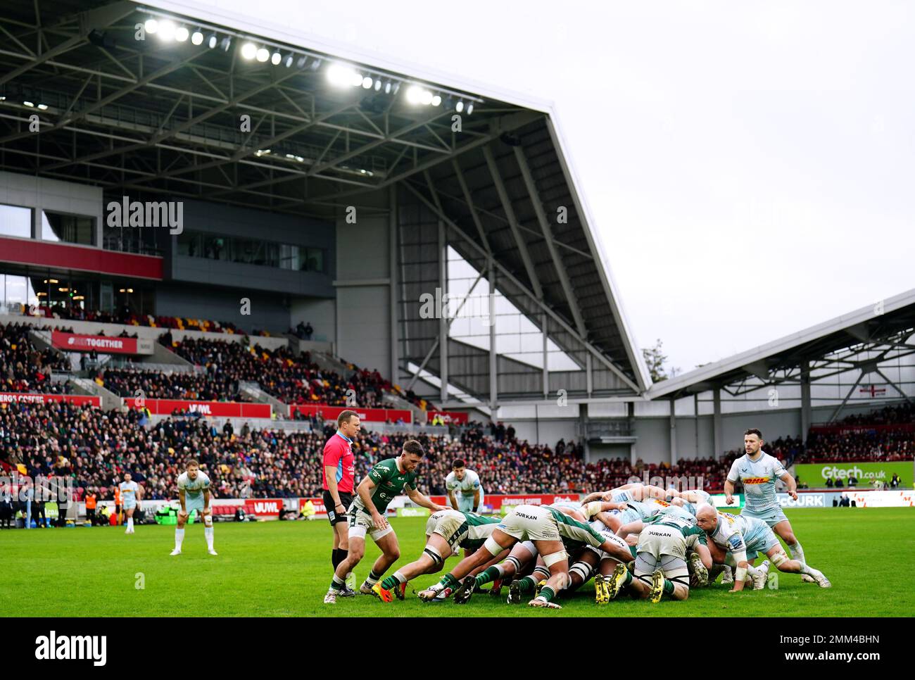 A general view of a scrum during the Gallagher Premiership match at the ...