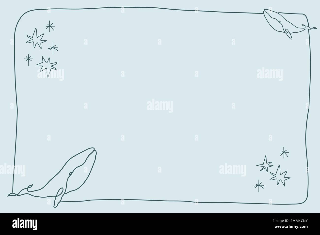 Blue whale frame, ocean background design vector Stock Vector Image ...