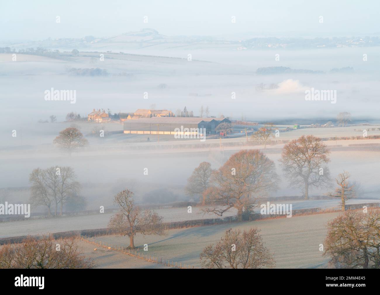 The view up Lower Wharfedale towards Almscliffe Crag from Chapel Hill ...