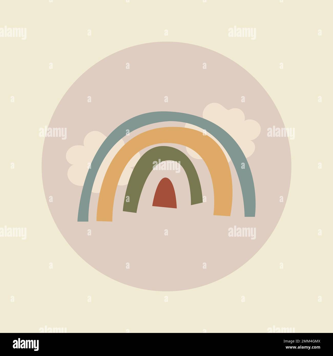 Travel Instagram highlight icon, rainbow doodle in earth tone design ...
