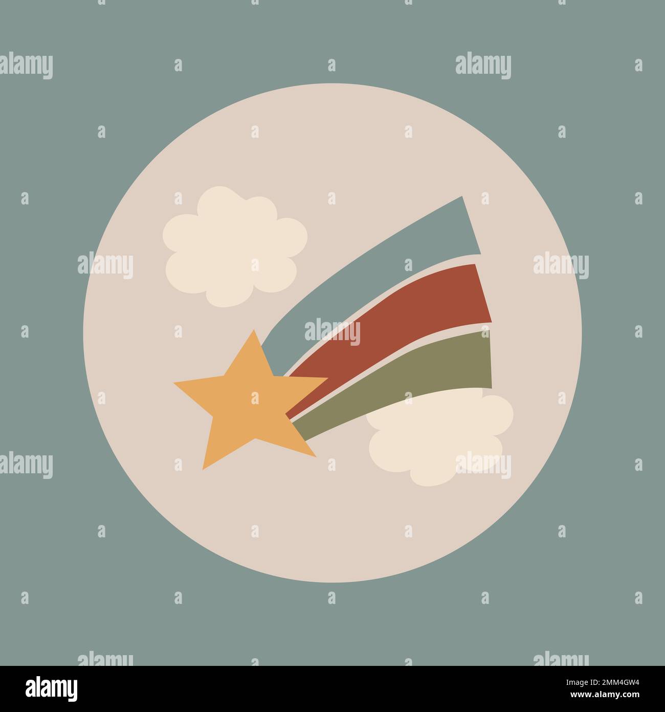Aesthetic Instagram highlight icon, shooting star doodle in earth tone ...