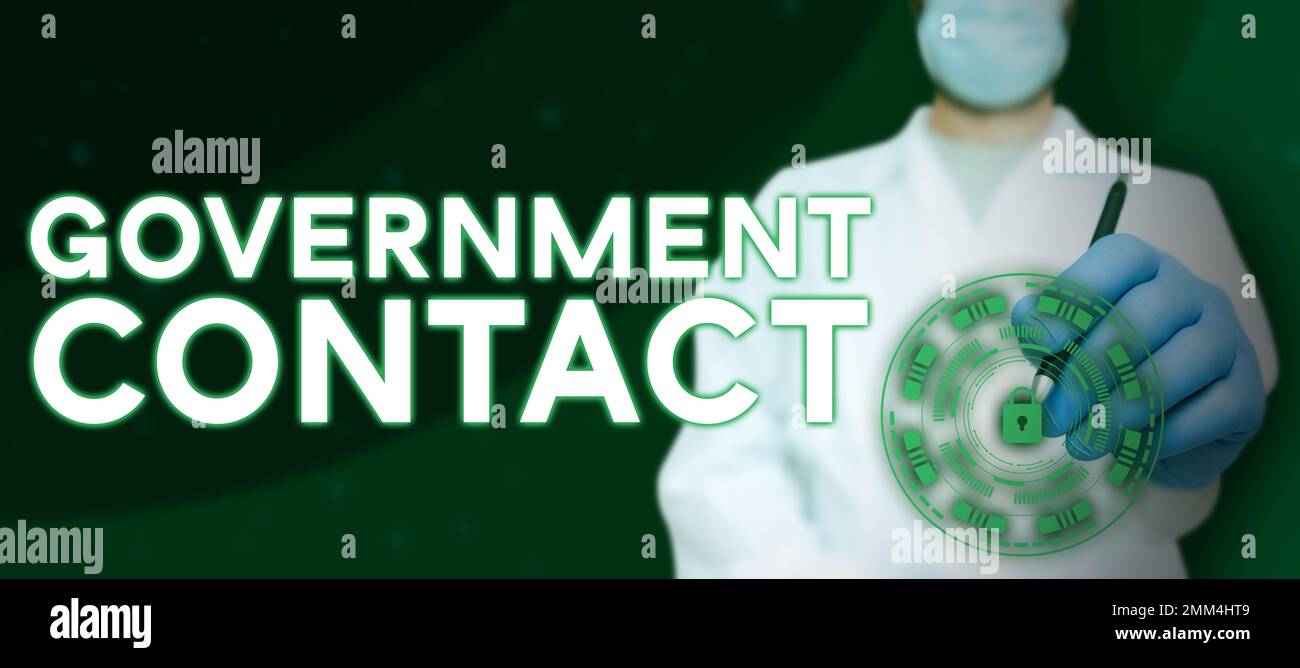 Hand writing sign Government Contact. Business idea debt security ...