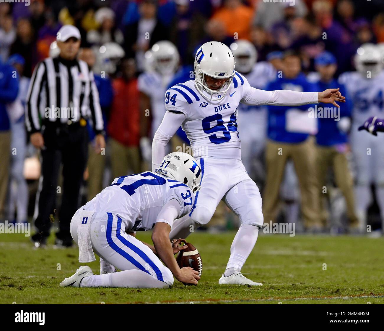 Duke kicker Collin Wareham (94) kicks his second field goal of the ...