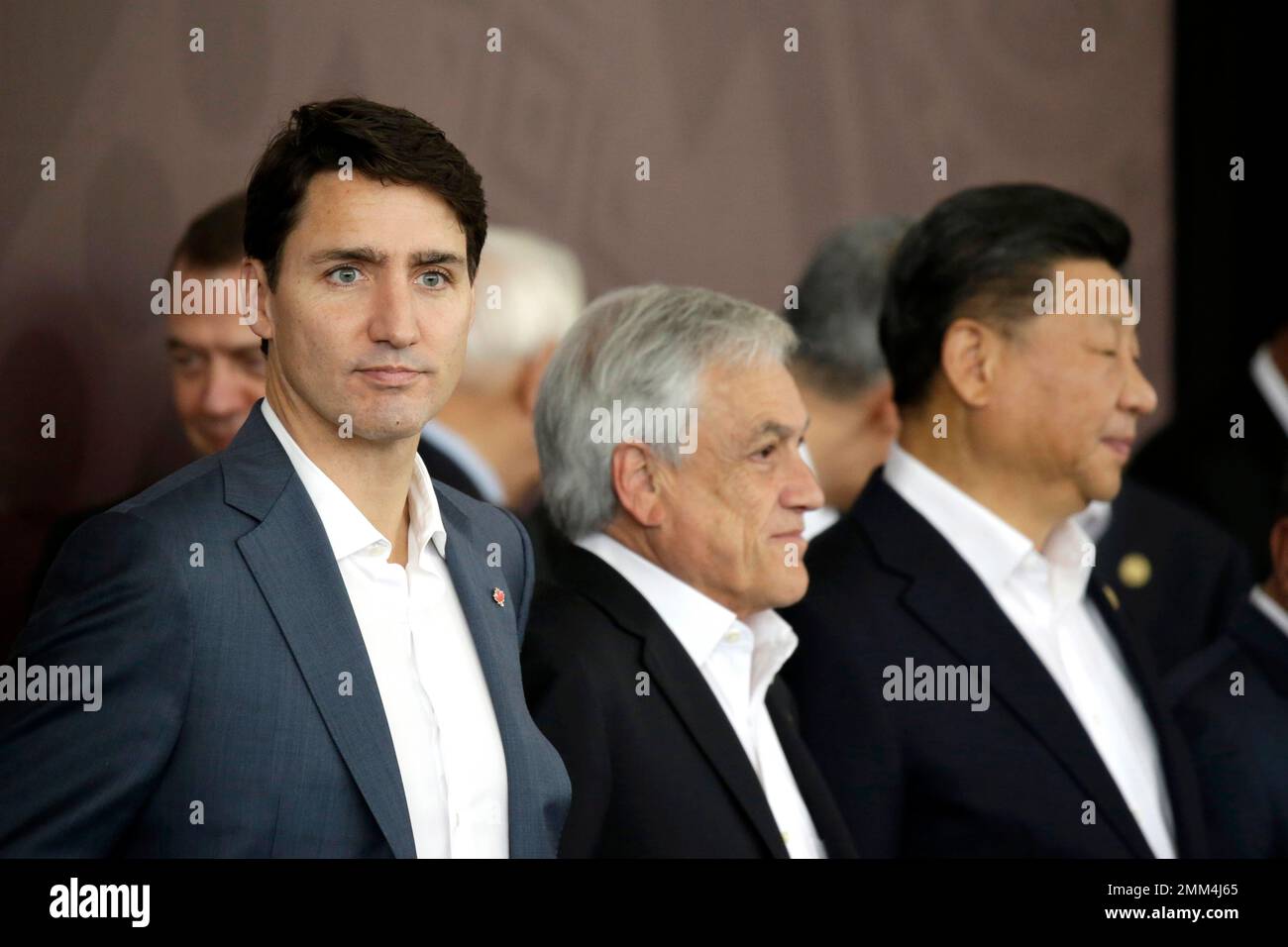 From left, Canadian Prime Minister Justin Trudeau, Chile's President ...