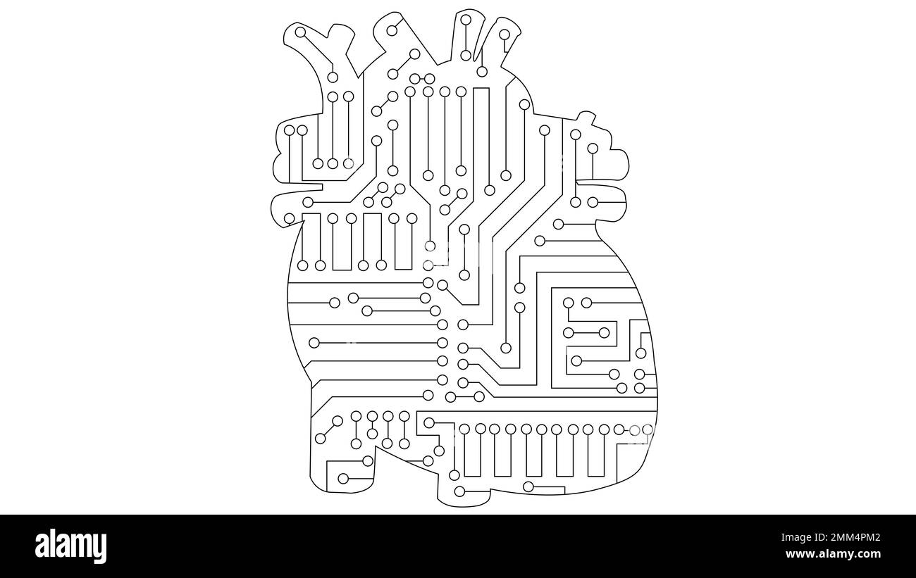 Creative Heart Illustration with Integrated Electrical Circuits Stock ...