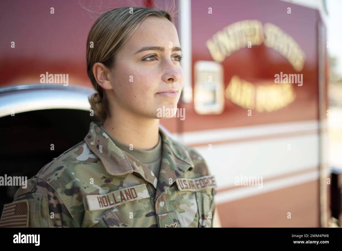 U.S. Air Force Airman Riley Holland, 60th Civil Engineer Squadron fire ...
