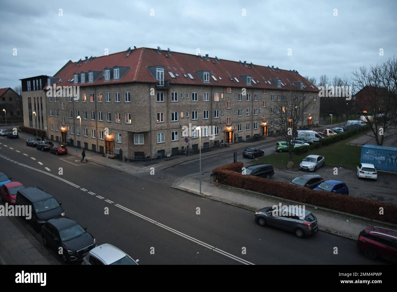 Kastrup/Copenhagen /Denmmark/29 January 2023/ street lights on ...